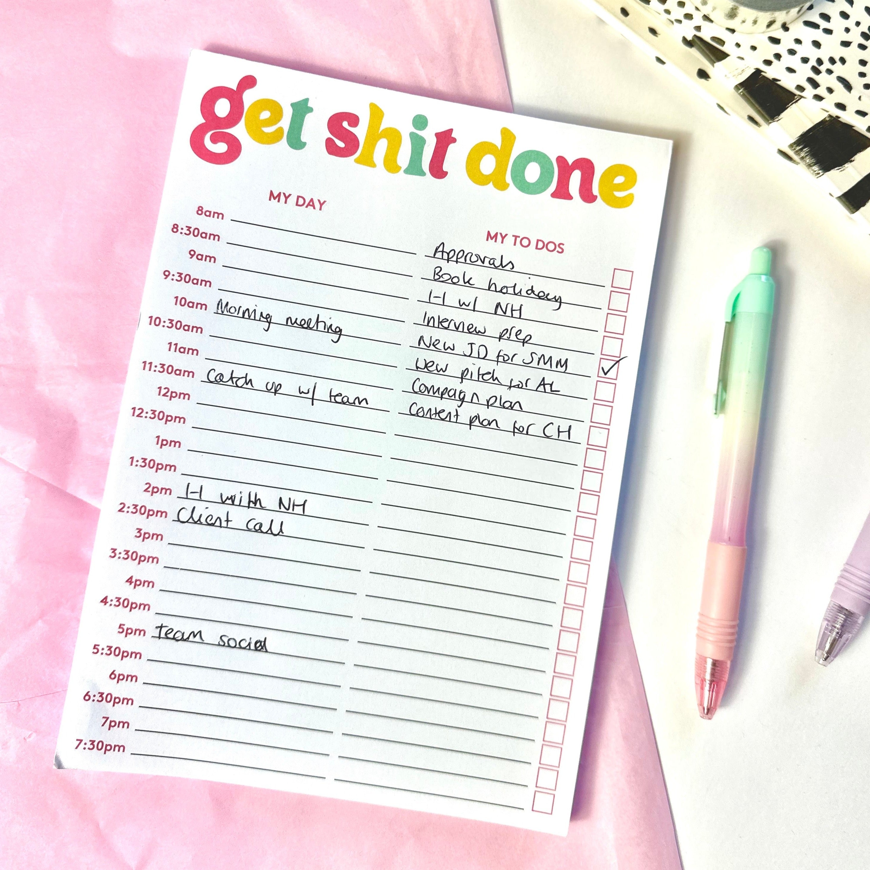 Get Shit Done To Do Notepad | Short Stuff Bookmarks & Greeting Cards